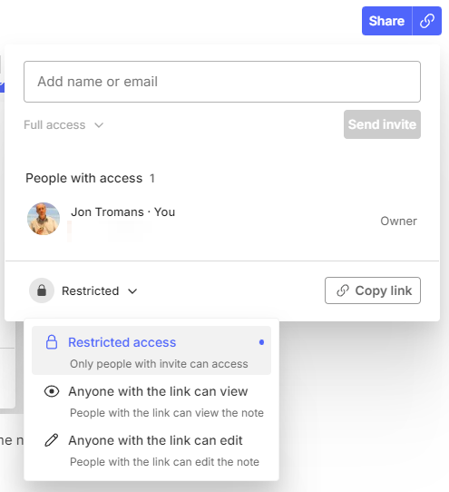 The new Evernote note sharing functions explained