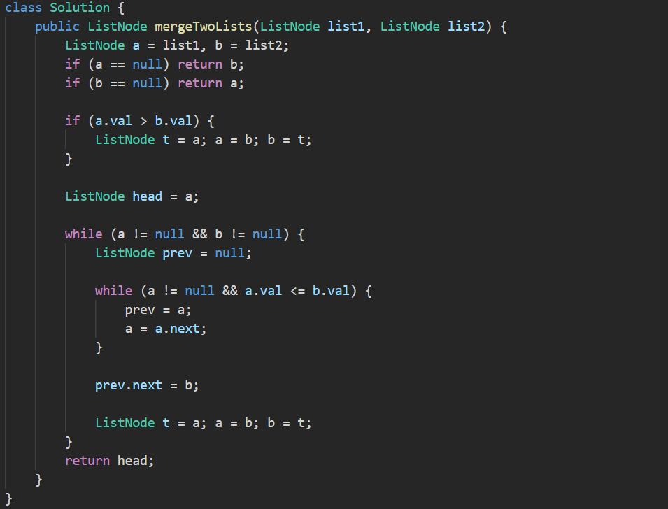 LeetCode #21: Merge Two Sorted Lists