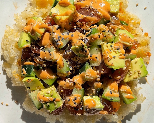 Crispy Rice Poke Waffle - by Carina Wolff - good mood food