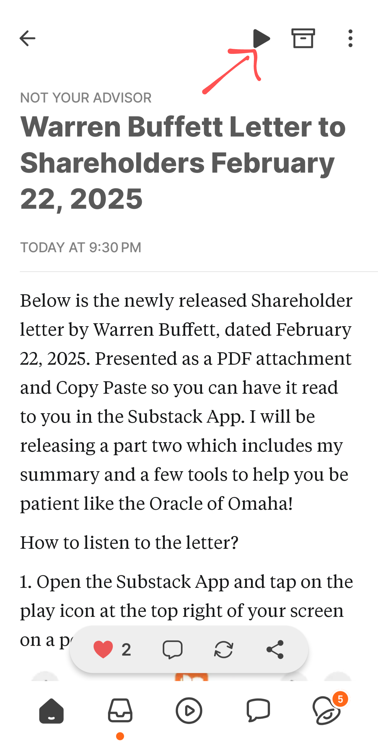 Warren Buffett Letter to Shareholders February 22, 2025