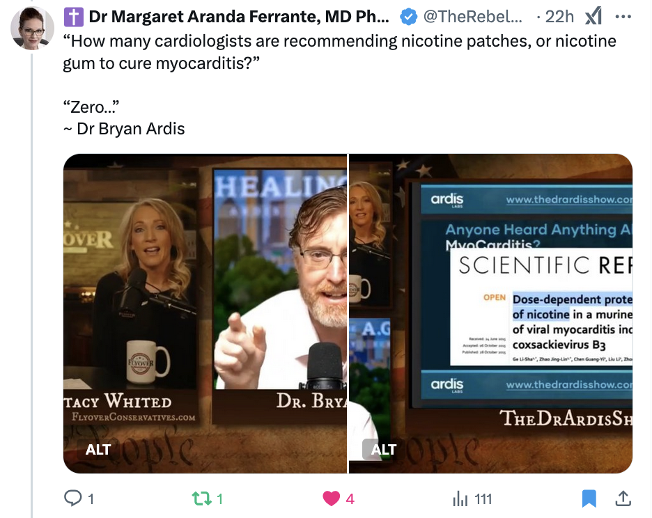 Nicotine Cures Myocarditis, by Dr. Bryan Ardis