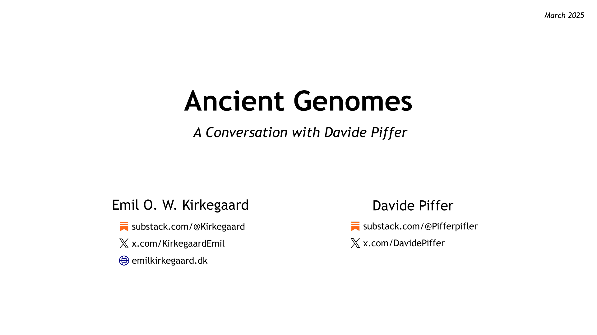 Video: Davide Piffer and I talk about ancient genomics, polygenic ...