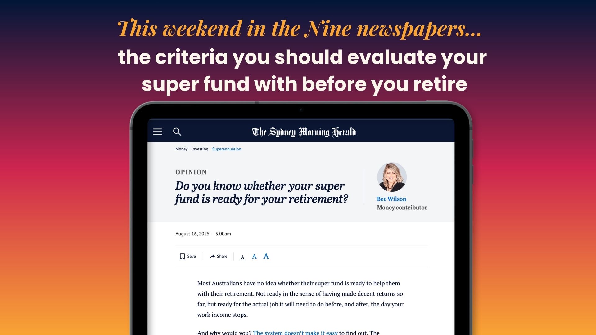 Introducing the Epic Retirement Tick - by Bec Wilson