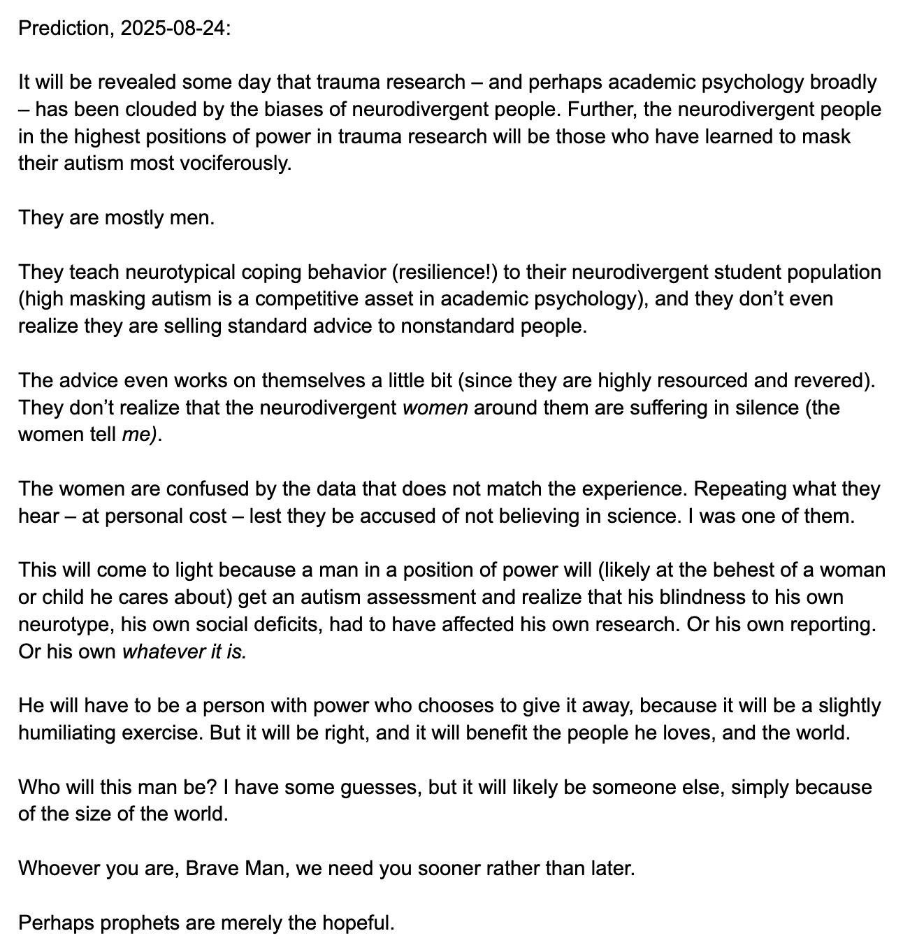 Carrie Poppy (@carriepoppy): "Getting this prediction out of my head and onto the internet."