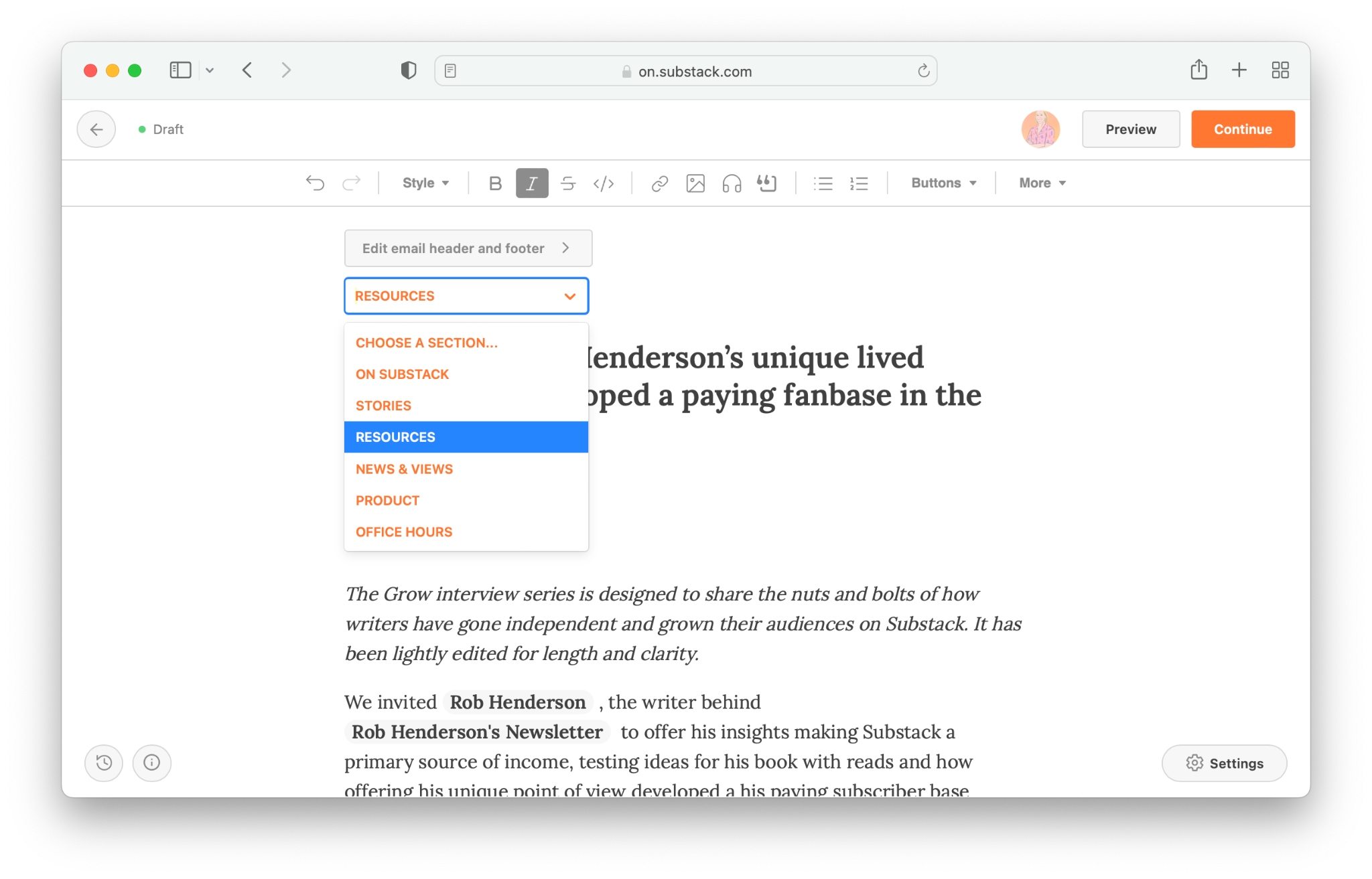 A guide to publication sections - On Substack