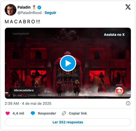 Macabro! Ritual de Lady Gaga leva multidão ao Rio