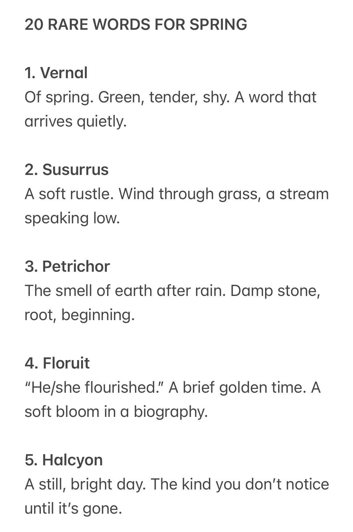 Noam Leon Kaestner on Substack: "20 rare words for spring"