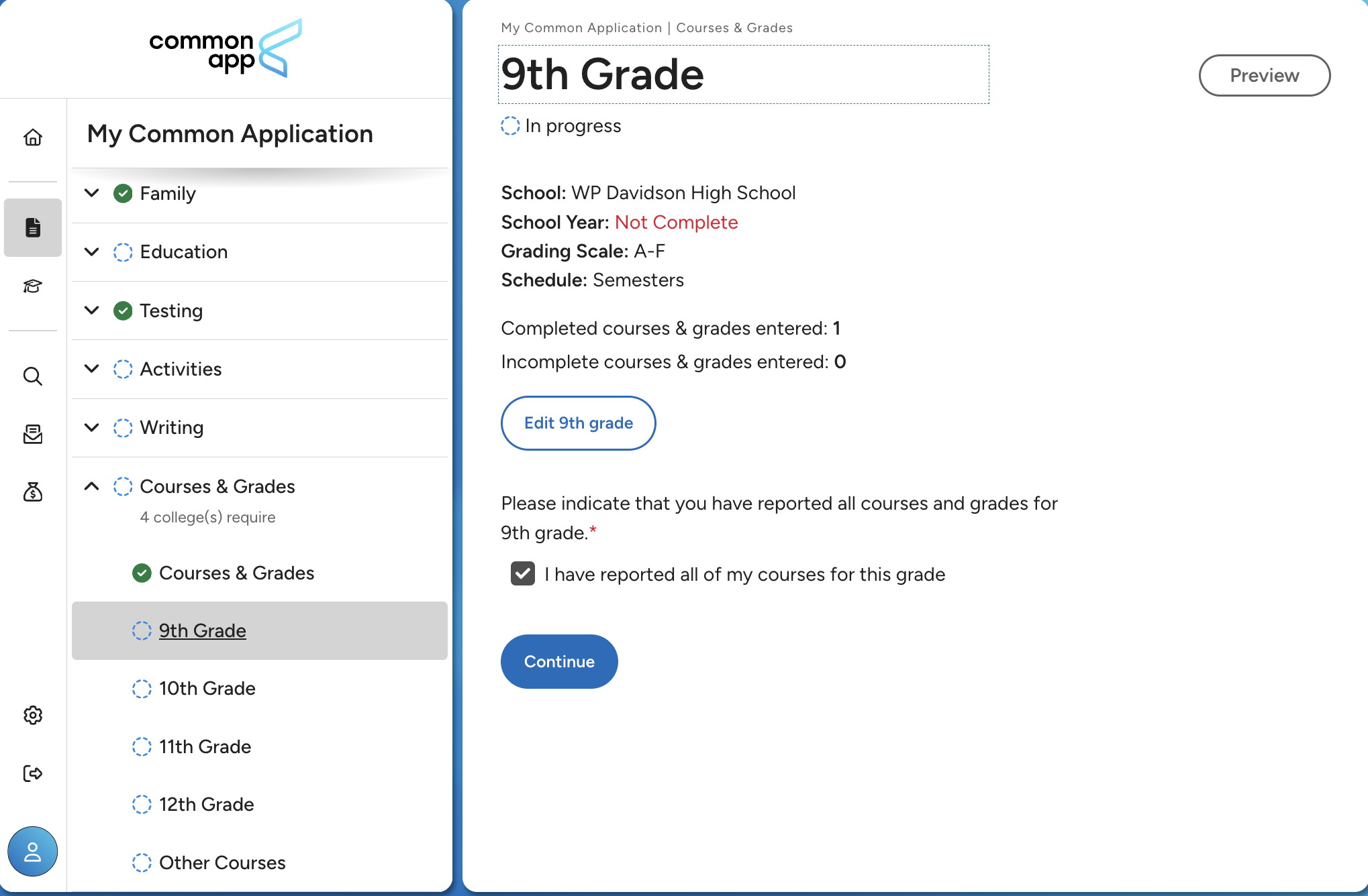 Common App Section by Section - Courses & Grades