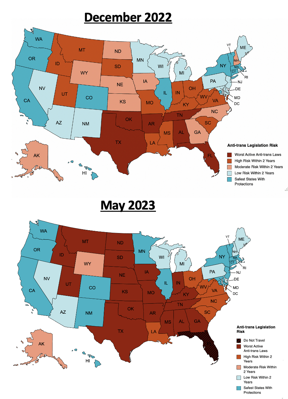 May Anti-Trans Legislative Risk Map - by Erin Reed
