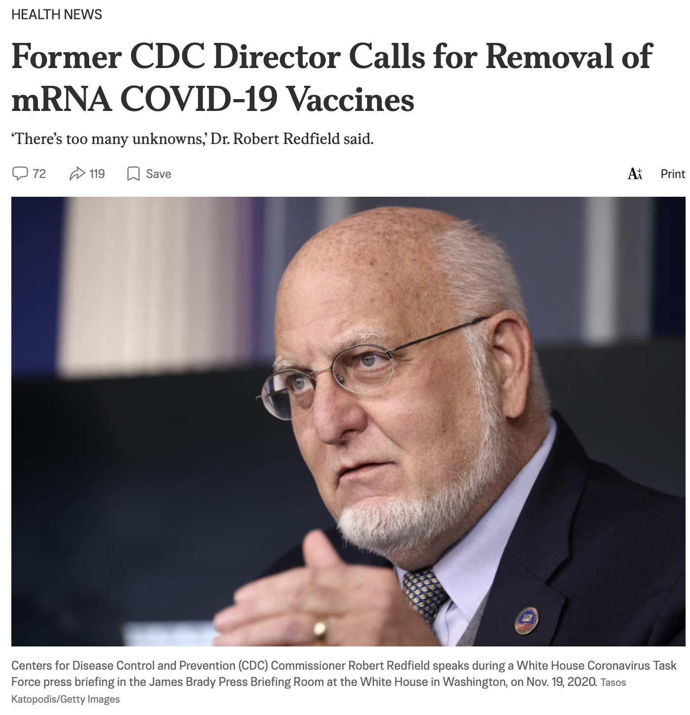 BREAKING: Former CDC Director Calls for Market Removal of COVID-19 mRNA ...