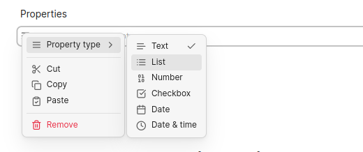 Creating typed links in Obsidian using properties