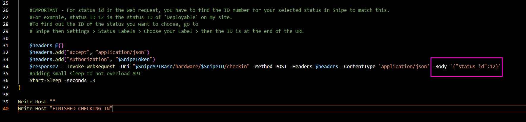 Snipe It Device Check In Script With Powershell