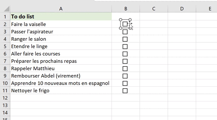 Créer votre checklist dans Excel - by Annabelle