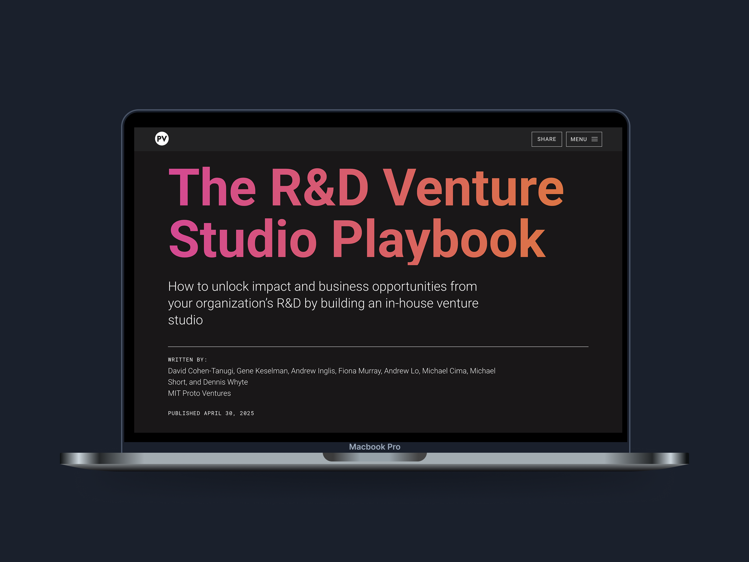 Announcing the Launch of the R&D Venture Studio Playbook
