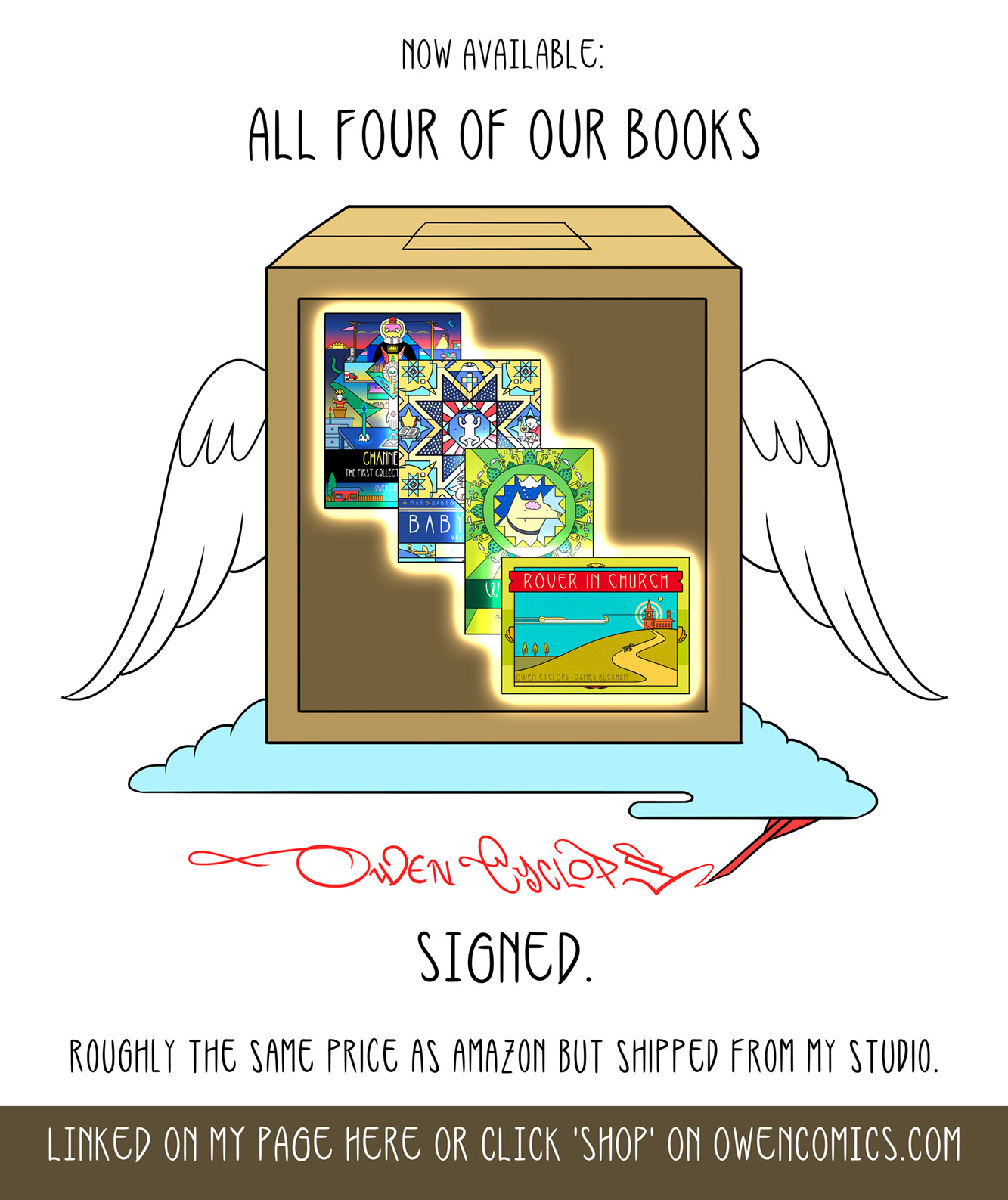 Owen Cyclops (@owencyclops): "many people have asked if my books could be available directly ...