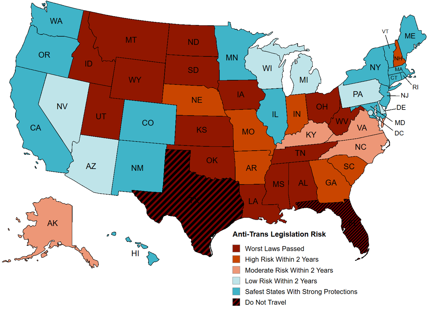 Anti-Trans National Risk Assessment Map: March Edition