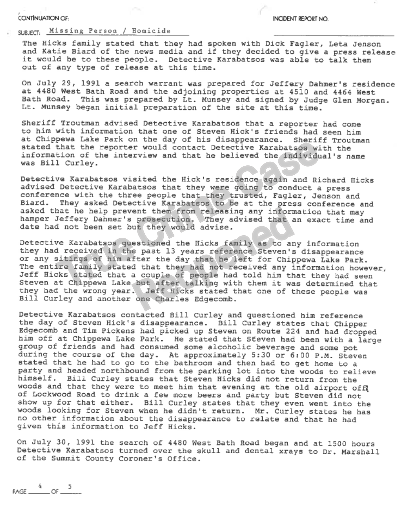 Was Steven Hicks Really Jeffrey Dahmer's First Victim? PART 1