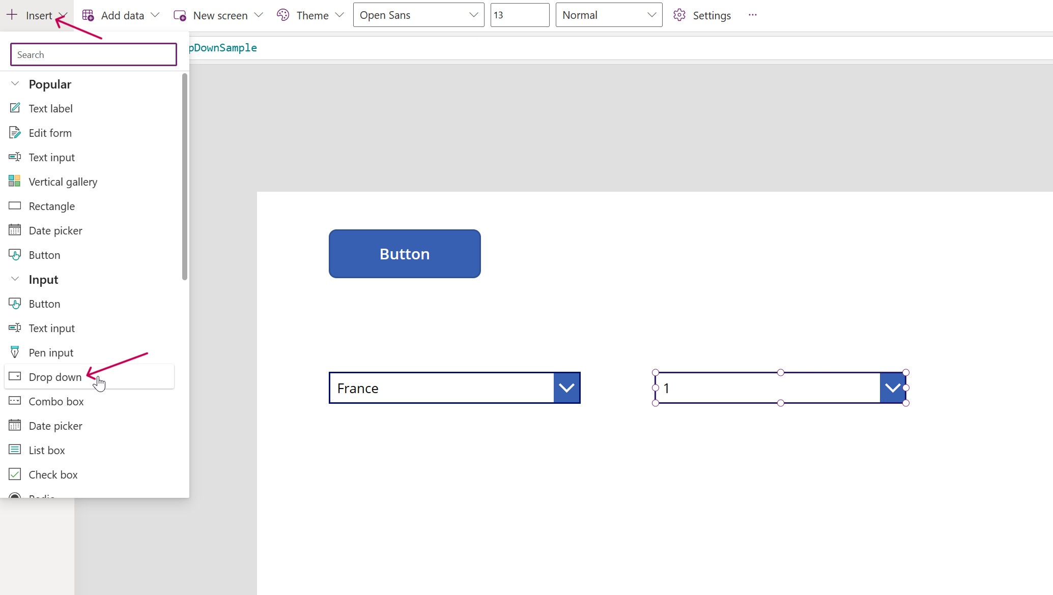 Filtrer un menu déroulant (DropDown) dans Power Apps