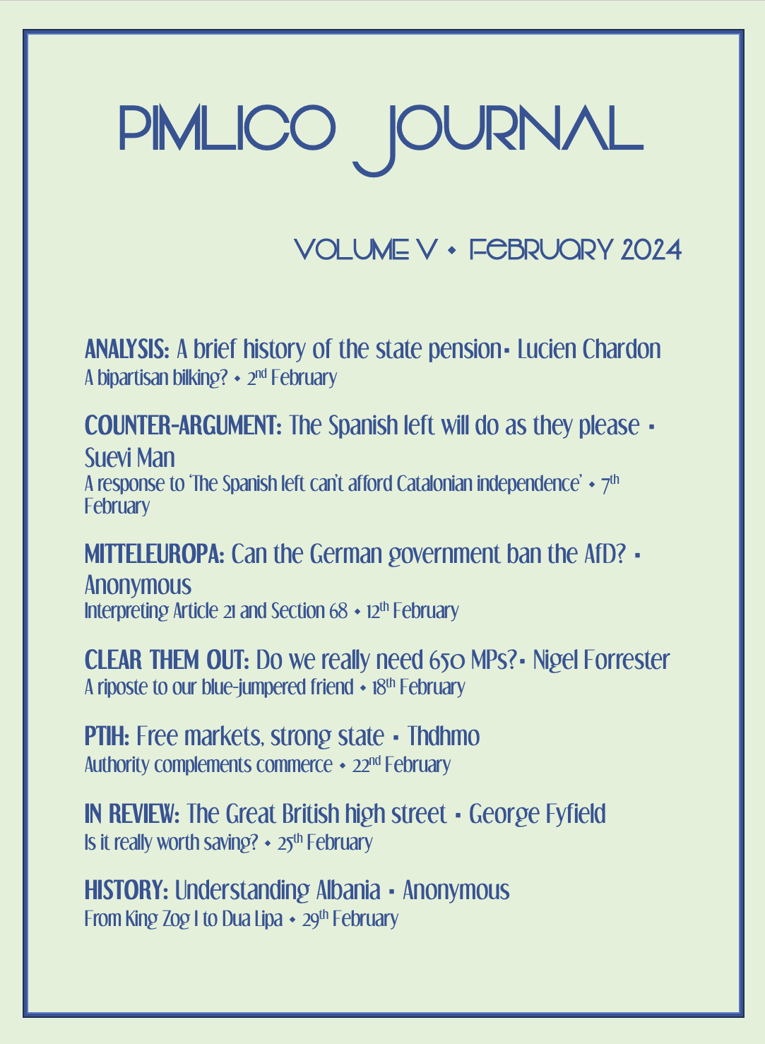 About - Pimlico Journal