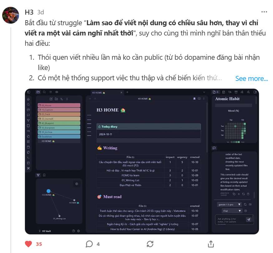 PKM . Viết Dở và Đều cùng Obsidian - H3 Stories