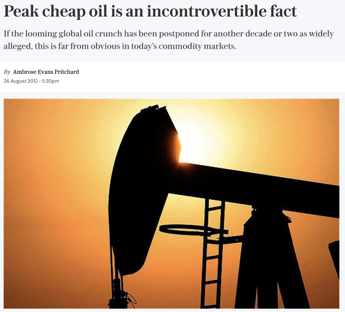 Peak Cheap Oil is a Myth - Doomberg
