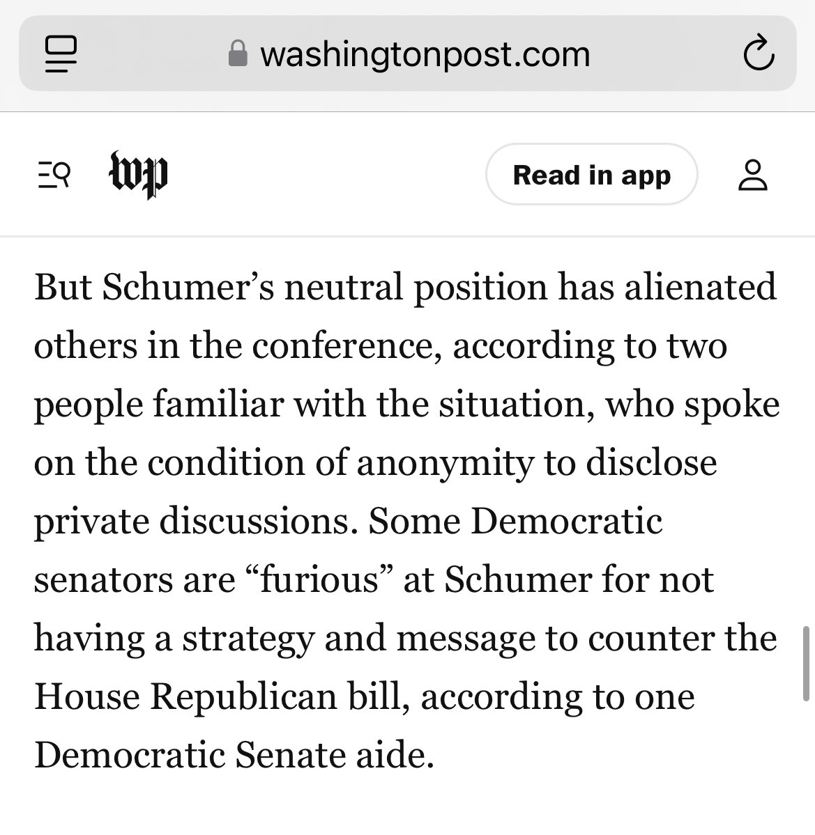 Ken Klippenstein on Substack: "Democratic senators “furious at Schumer for not having a strategy ...