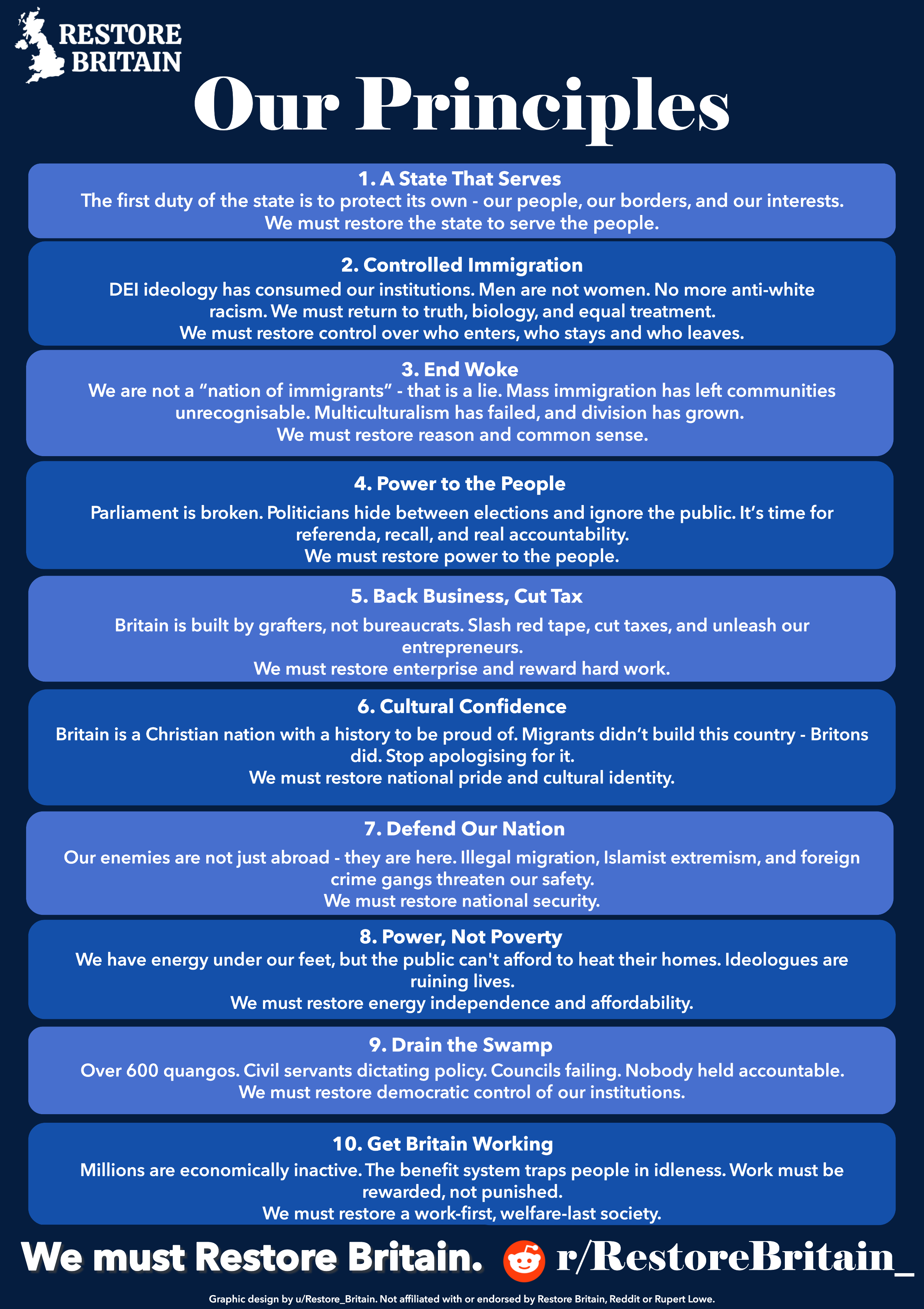 The 10 Principles of Restore Britain - the new political movement led by Rupert Lowe