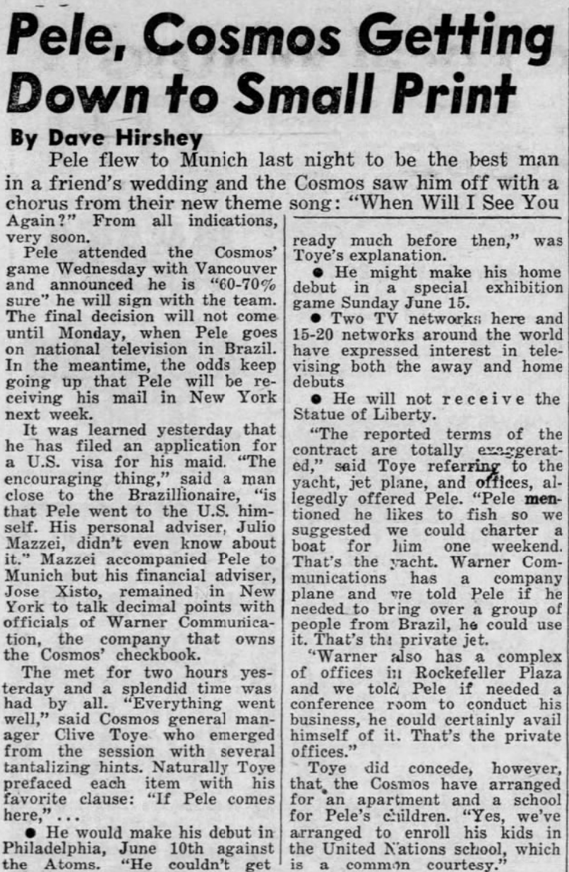 When Pelé Signed With The Cosmos - by Daniel Evensen