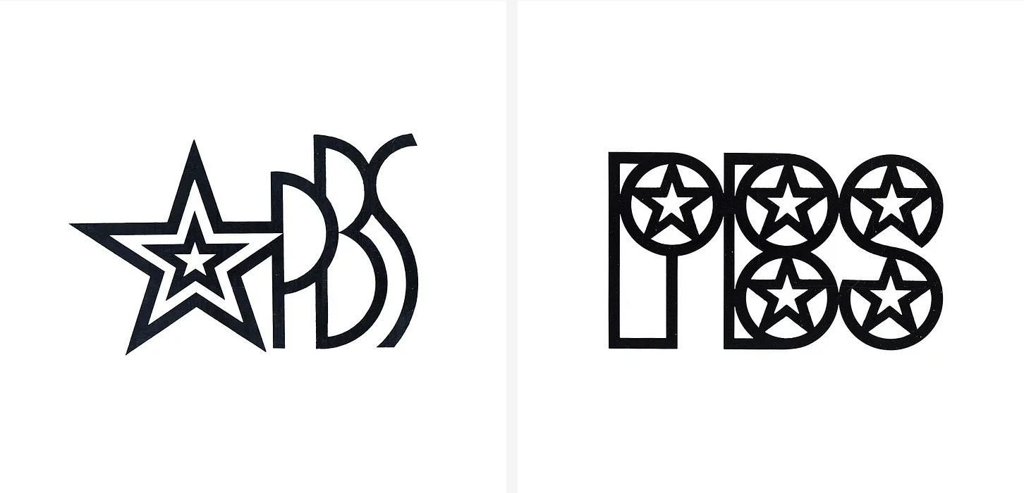 PBS logo 1971 & 1984 – Logo Histories - by Richard Baird