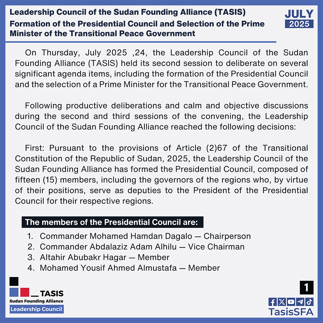 Hemedti named president of RSF-led presidential council