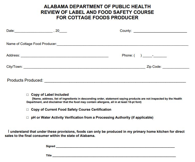 GUIDE TO ALABAMA COTTAGE FOOD LAW - by Mal Dell