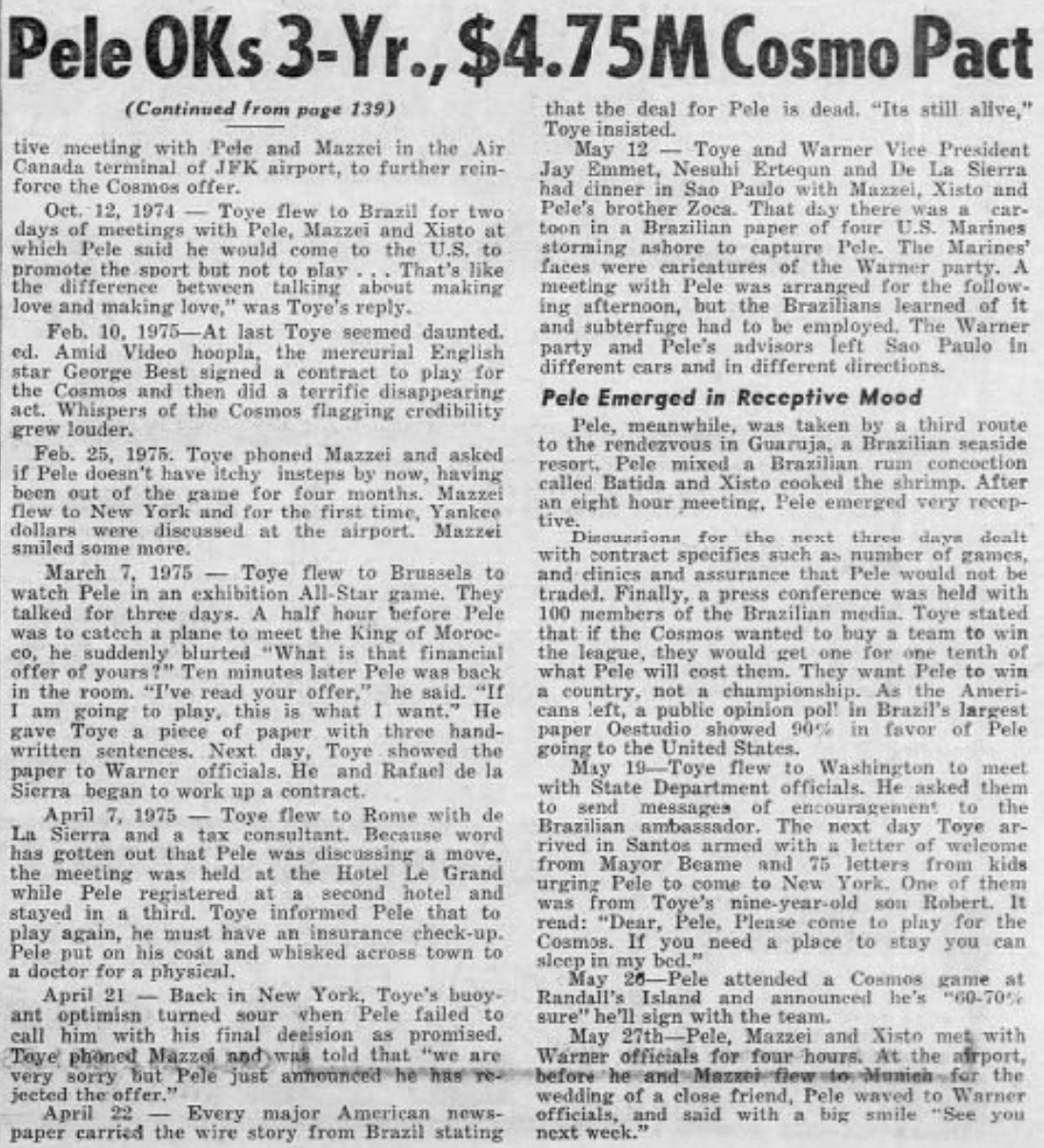 When Pelé Signed With The Cosmos - by Daniel Evensen
