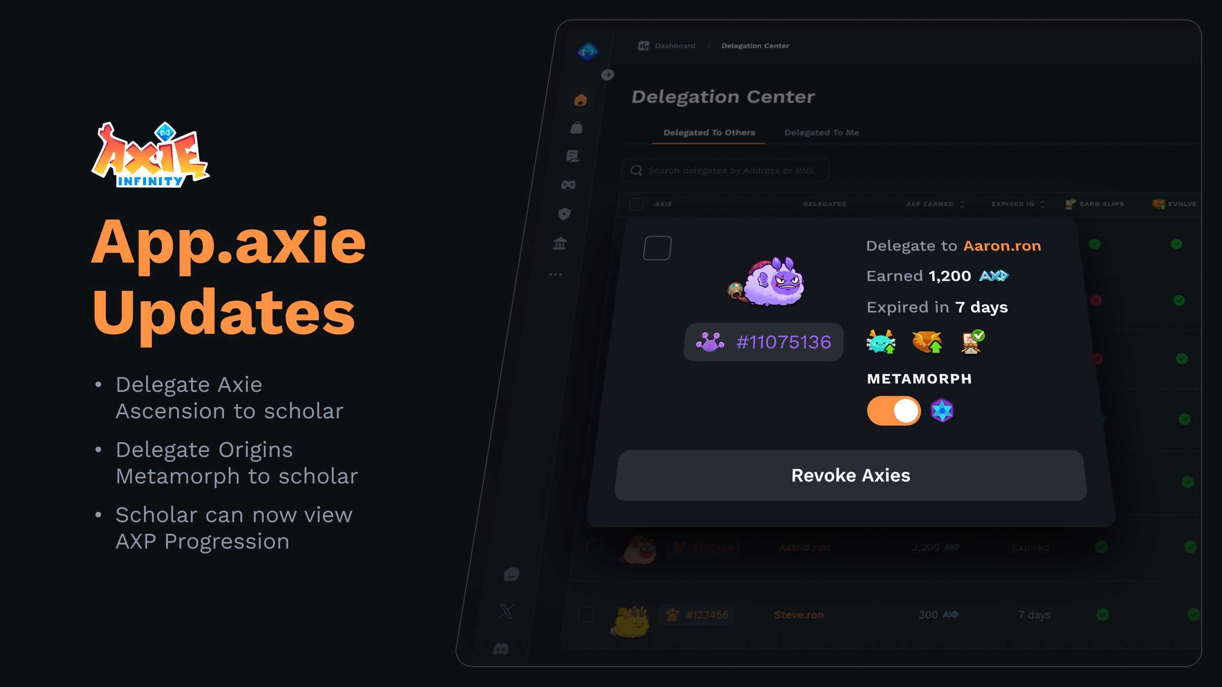 Axie Delegation: New Features Available - by Axie Infinity