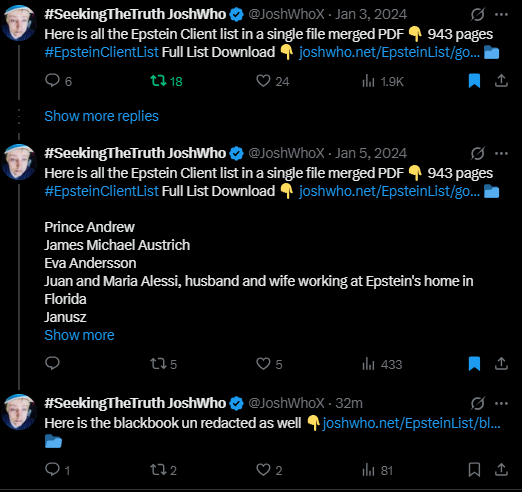 Full Epstein Client list and un redacted Black Book Available