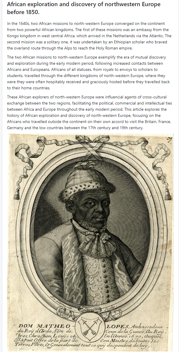a brief note on the African exploration of the Old world