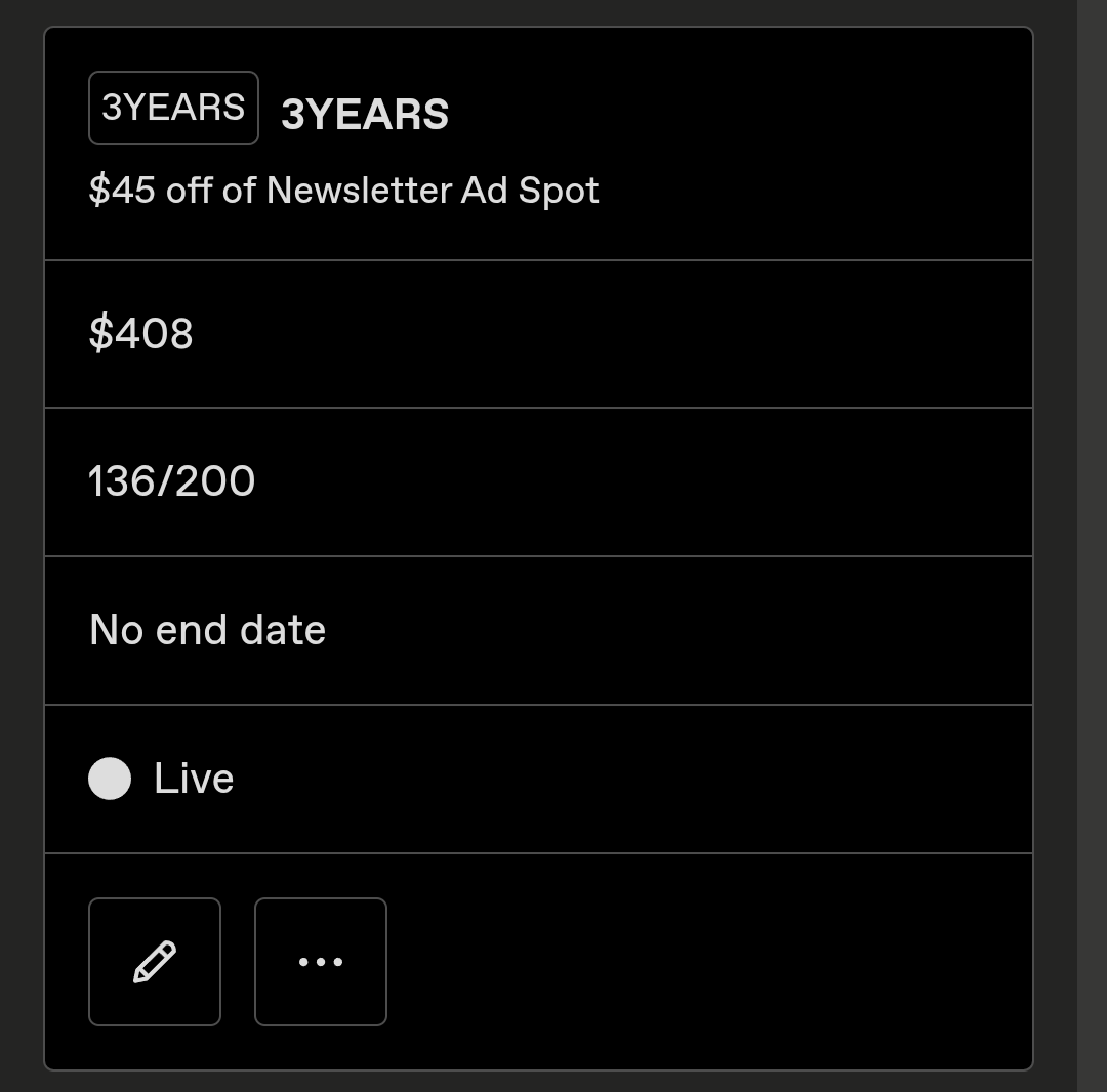 Jamie Northrup on Substack: "Only 64 left!"