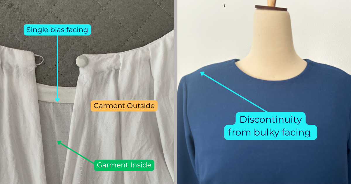 How to Finish Necklines and Armholes with Bias Facing (Single & Double ...