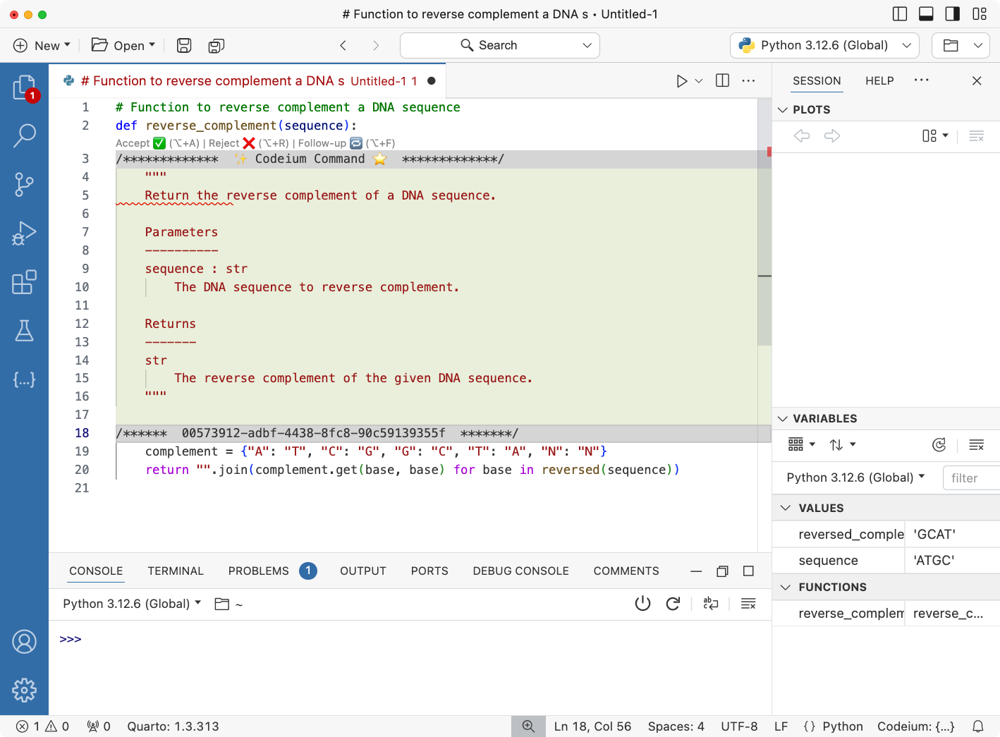 AI code completion in Positron - by Stephen Turner