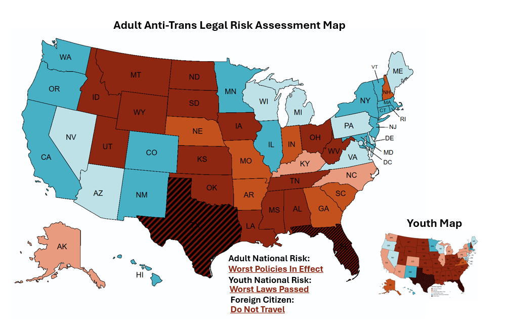Anti-Trans National Legal Risk Assessment Map: August Edition