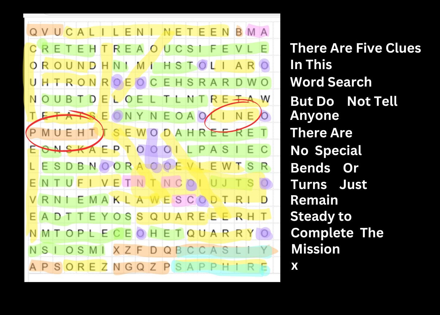 Word Search Secret Message in There's Treasure Inside