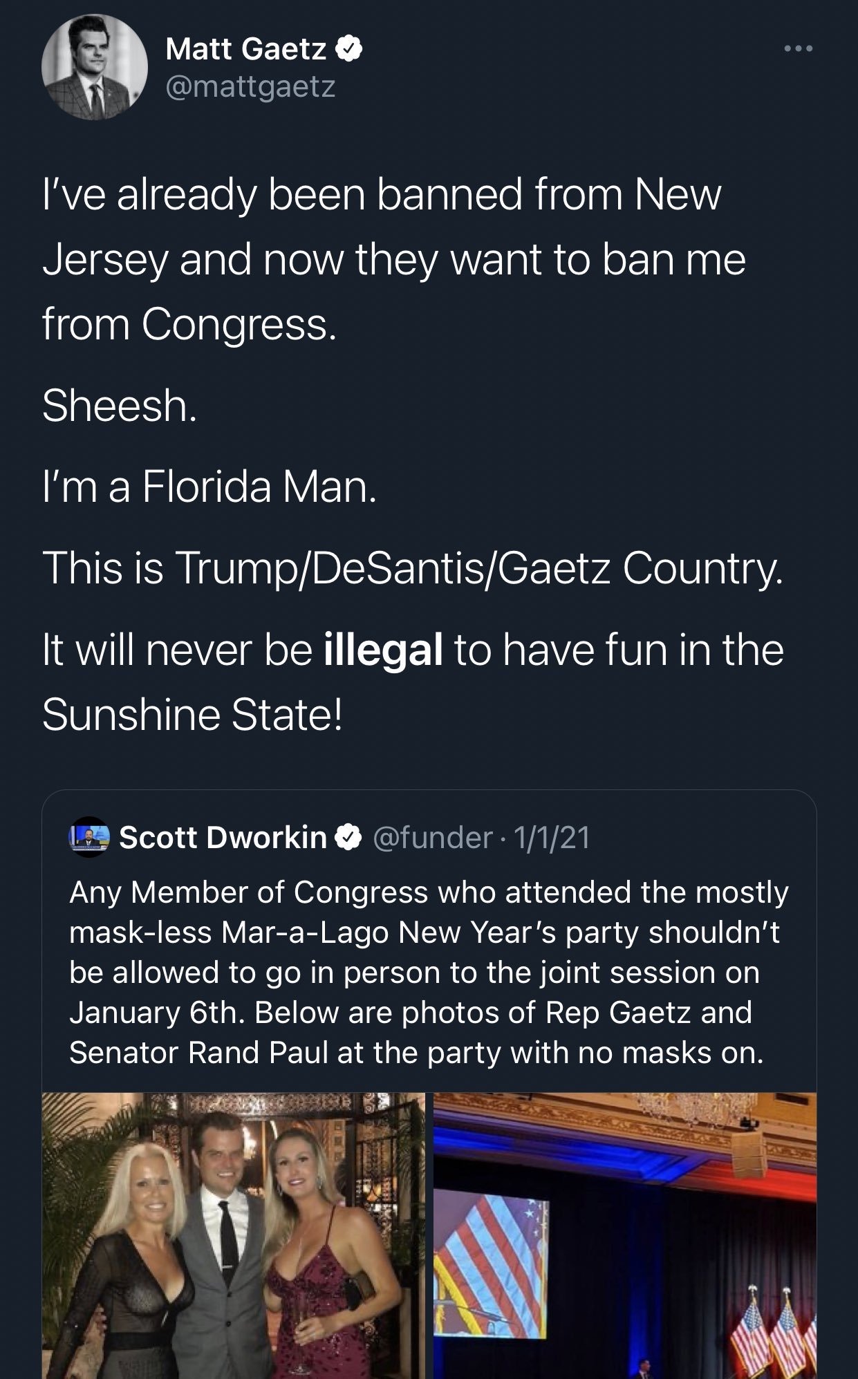 Scott Dworkin on Substack: "Gaetz’s response to me aged beyond horribly. Gross."