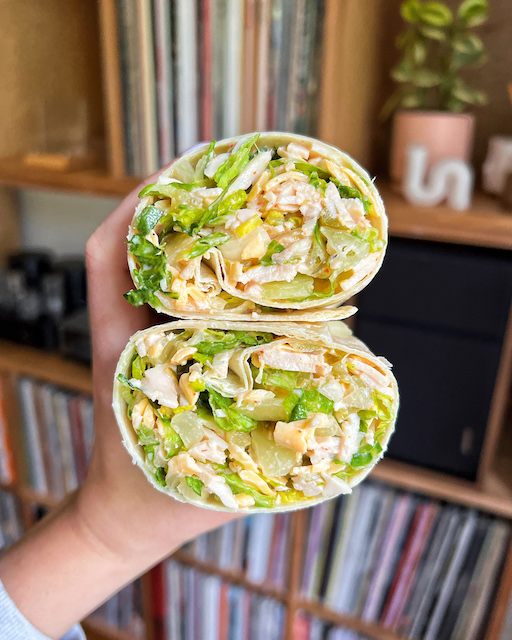 Spicy Mayo Chopped Turkey Cheddar Wrap - by Carina Wolff
