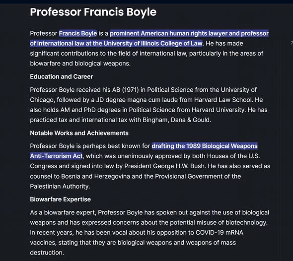 Just days after Prof Francis Boyle agreed to testify against Bill Gates ...
