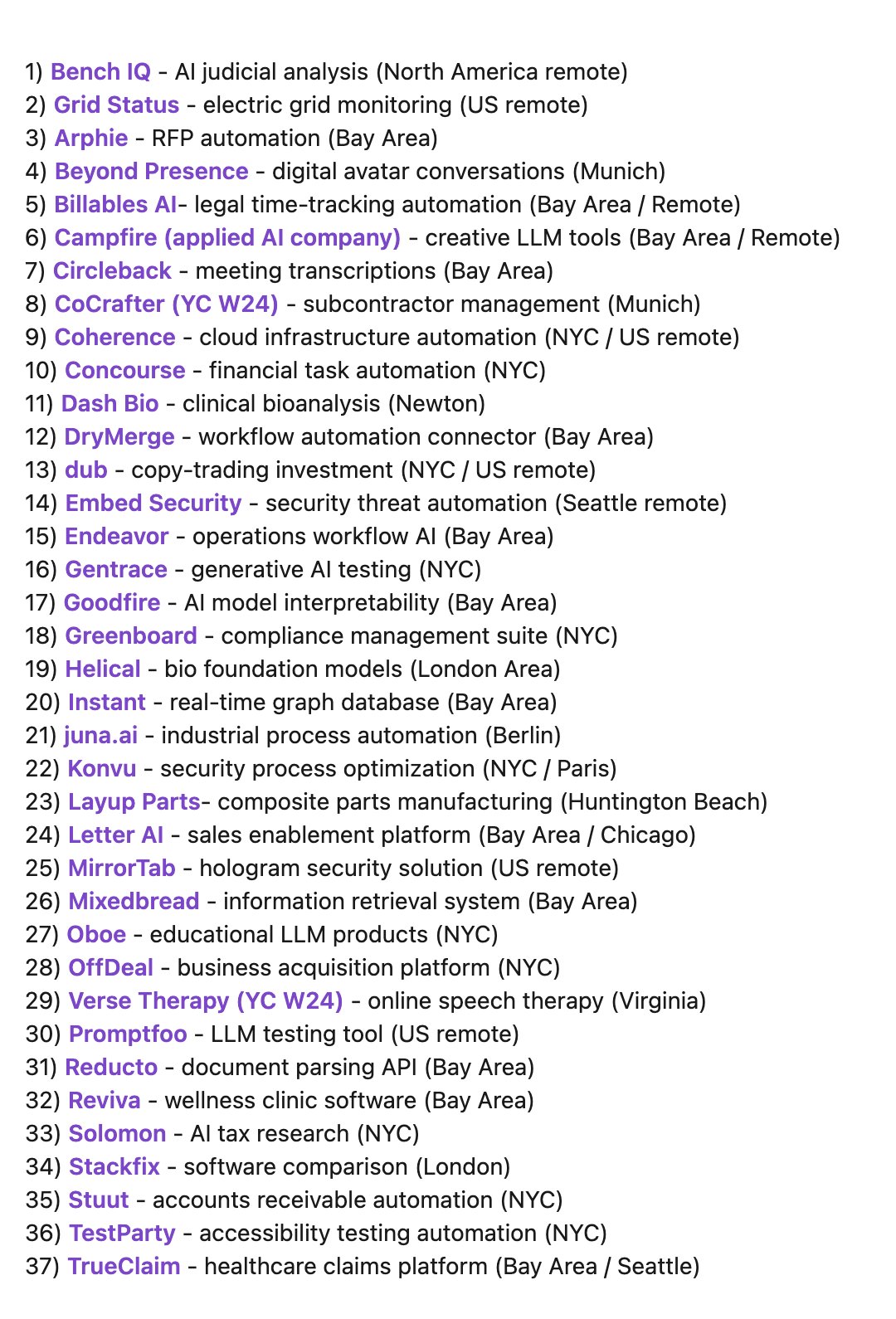 Ben Lang on Substack: "I put together a list of 37 startups with super small teams