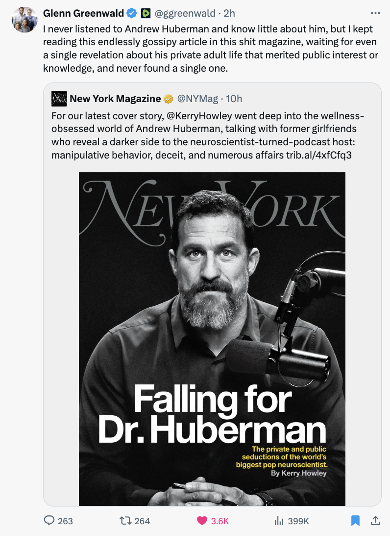Thoughts on the Andrew Huberman profile in the New York Magazine ...