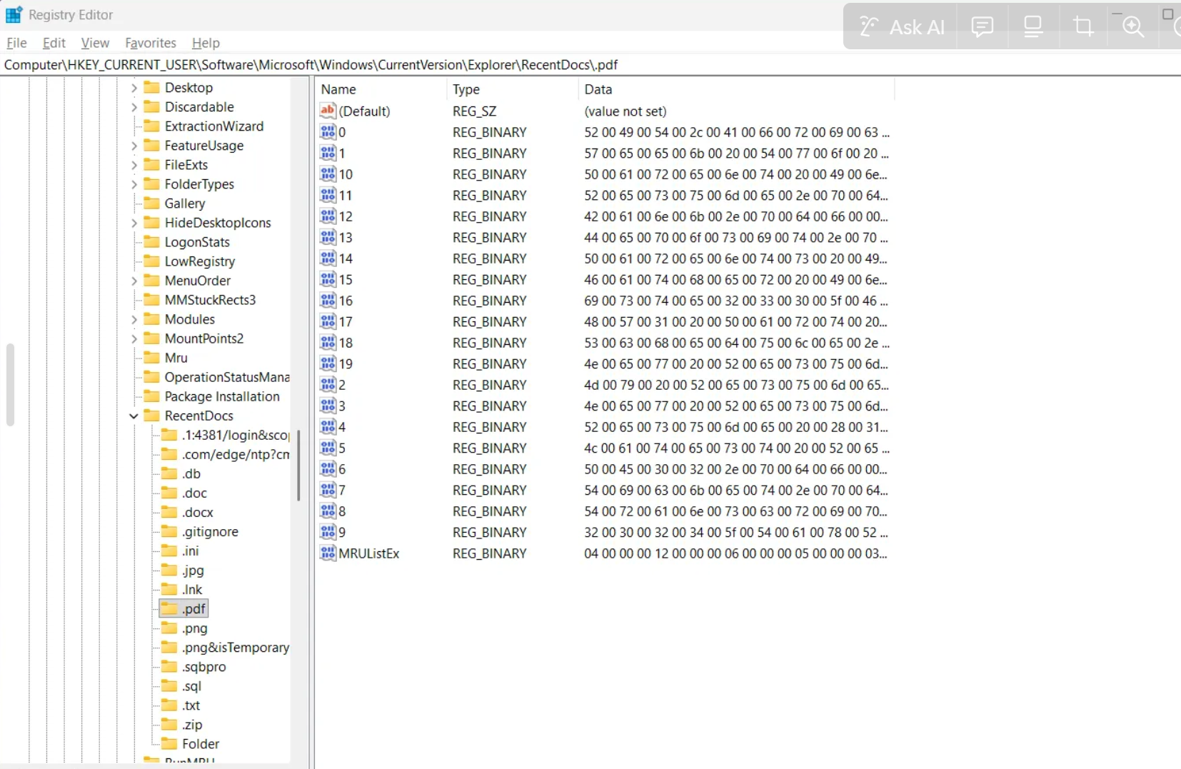 Tracking User Activity with MRU Keys - by Omar Haggag