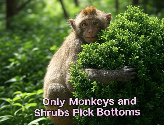 Only Monkeys and Shrubs pick Bottoms - by Le Shrub