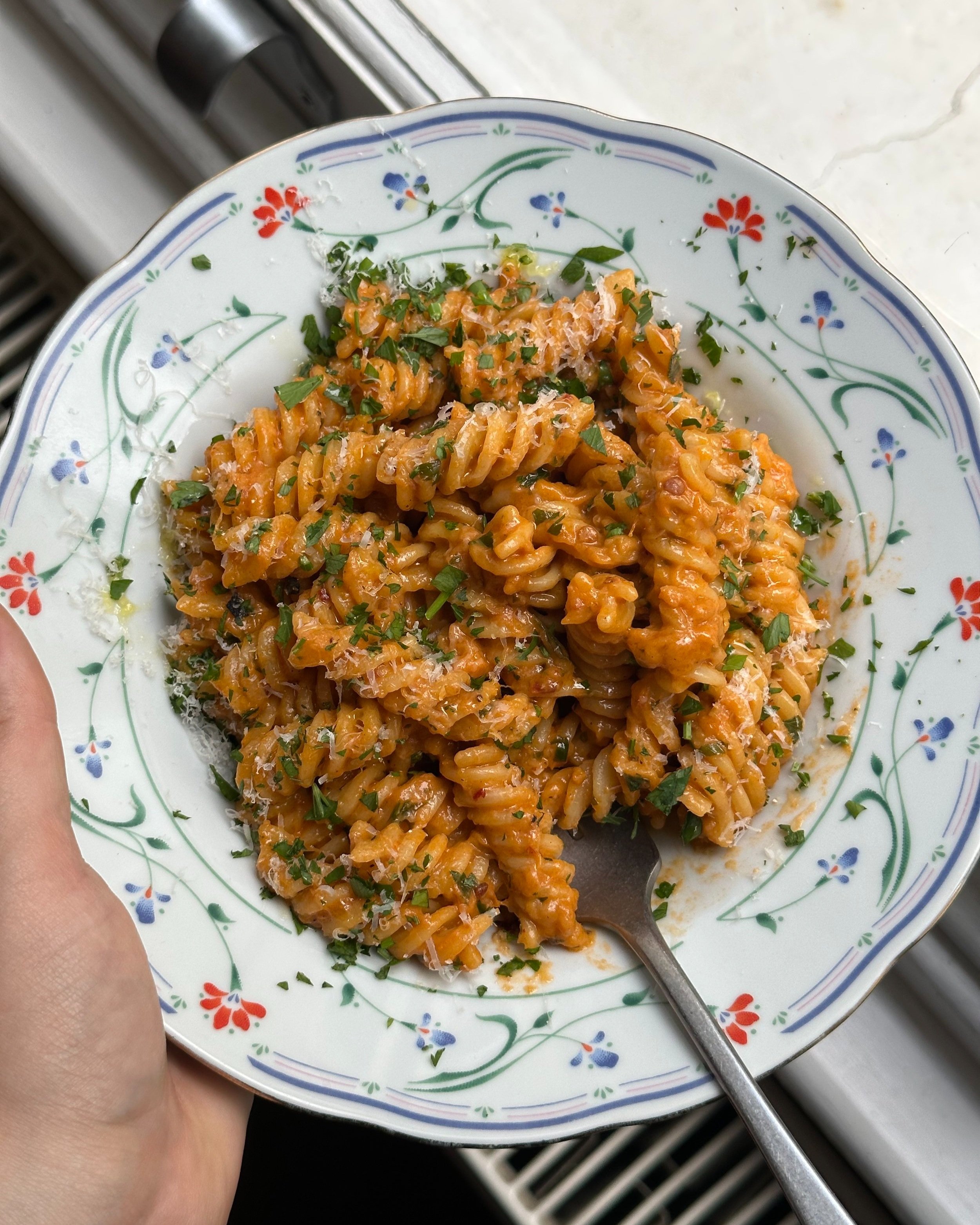 Slow Roast Tomato and Aubergine Pasta - by Sophie Wyburd