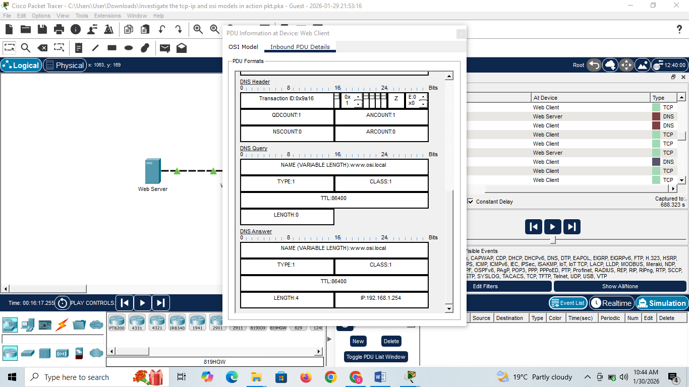 How to use Cisco Packet Tracer to Examine TCP/IP and OSI Models in Action