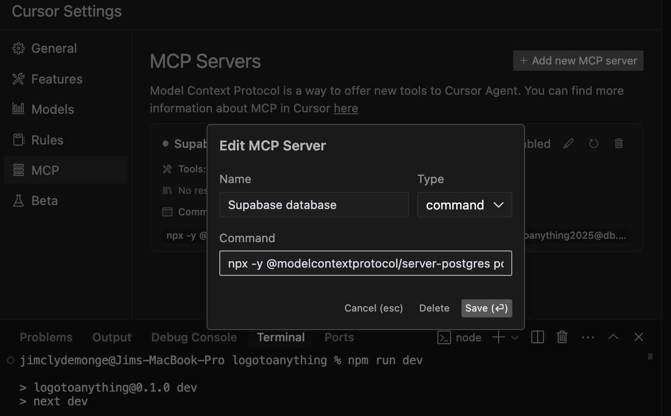 Easily Connect Your Supabase Database To Cursor AI Via MCP
